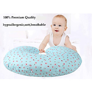 Knlpruhk Floral Nursing Pillow Cover Set 2 Pack Jersey Knit Soft Hypoallergenic Slipcovers for Breastfeeding Moms Baby Girl Boy Fits On Infant Nursing Pillow