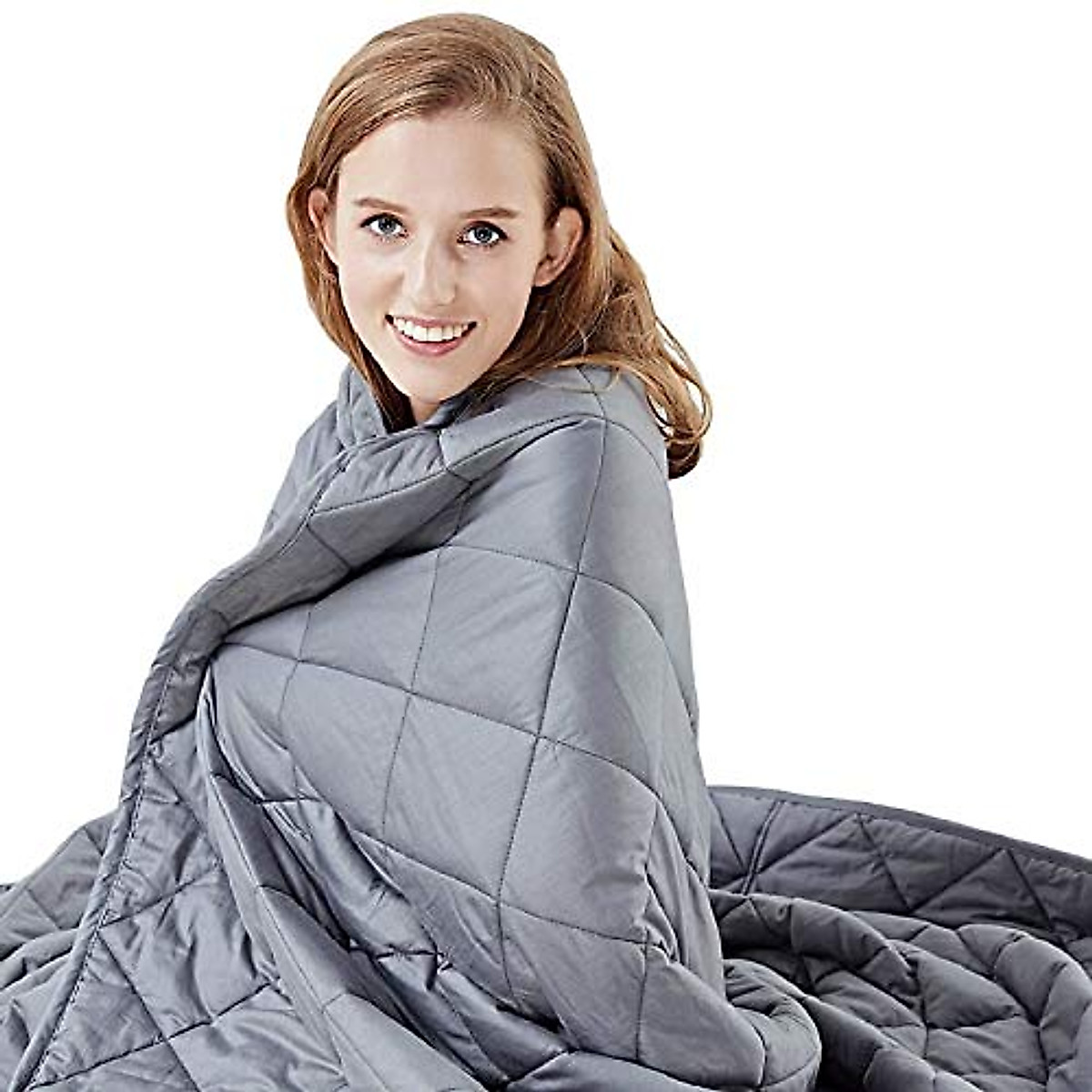 HYPNOSER Weighted Blanket Twin Size (15 lbs 48"x72") for Kids and Adults | Heavy Blanket for Better Sleep, Fits Twin or Full Size Beds (Dark Grey)