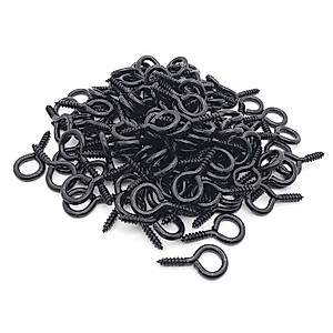 Screw Eyes, 1 Inch Metal Eye Hook, Zinc Plated Self Tapping Screw Hooks Ring, Eyelet Screws Black 120 Pcs