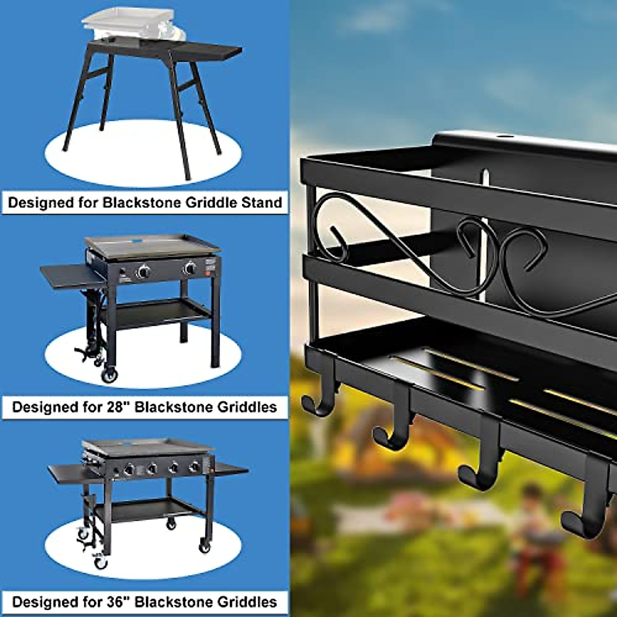 Grill Caddy | GDNEASE Blackstone Grilling Accessories | Removable BBQ Caddy for 28"/36" Blackstone Spatula Tool Holder | Blackstone Caddy for Griddle | Griddle Caddy Tool-Free & Easy to Install
