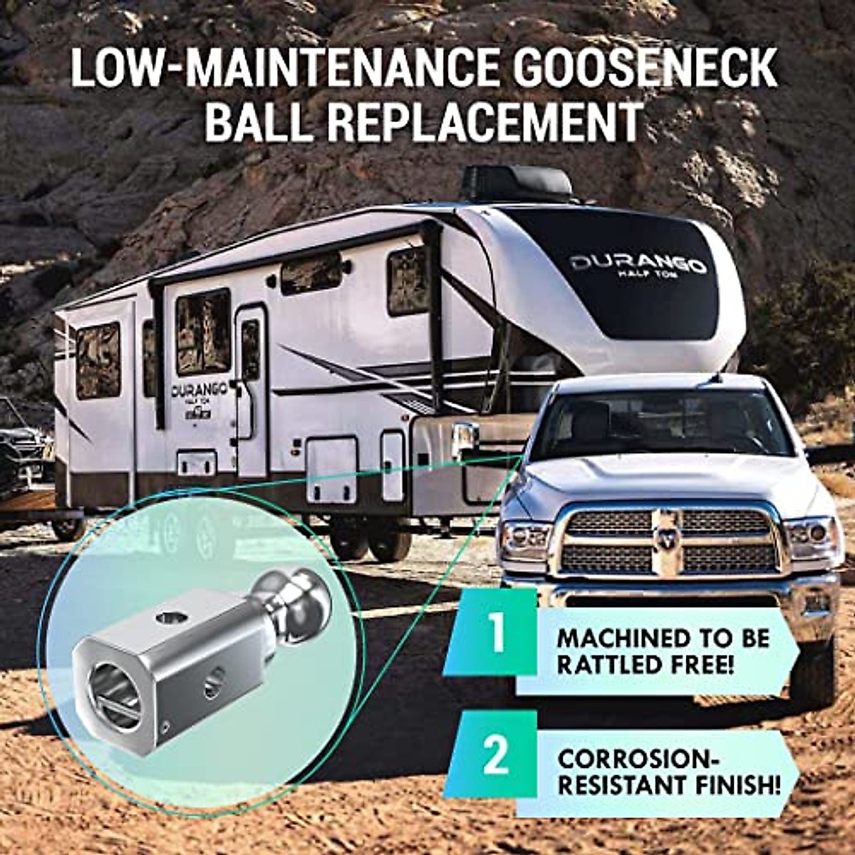 LATCH.IT Replacement Gooseneck Ball Hitch | 2-5/16” Gooseneck Tow-Hitch Ball | 30,000lbs Load Capacity | Ball Gooseneck Replacement Compatible with B&W Trailer Hitches Part Number GNXA2000