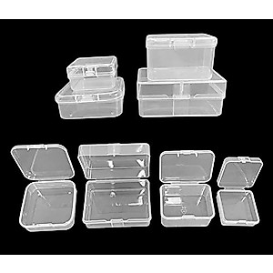 Pcxino 40 Pack 4 Size Small Clear Storage Box,Clear Plastic Beads Storage Containers Box with Hinged Lid for Small Items and Craft Projects