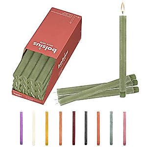 BOLSIUS 16 Fresh Olive Rustic Household Candles - 10.5 Inch - Premium European Quality - 13 Burn Hours - Natural Eco-Friendly Plant-Based Wax - Unscented Dripless & Smokeless Party Décor Candlesticks