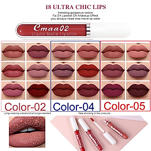 6Pcs Matte liquid lipstick Set,Dark Red Matte Lipstick Lip Stain Long Lasting 24 Waterproof Lip Gloss Gift Set ,Lipstick Sets for Women Lippies Lip Matte Makeup Lipgloss Beauty Cosmetics (Color-02)