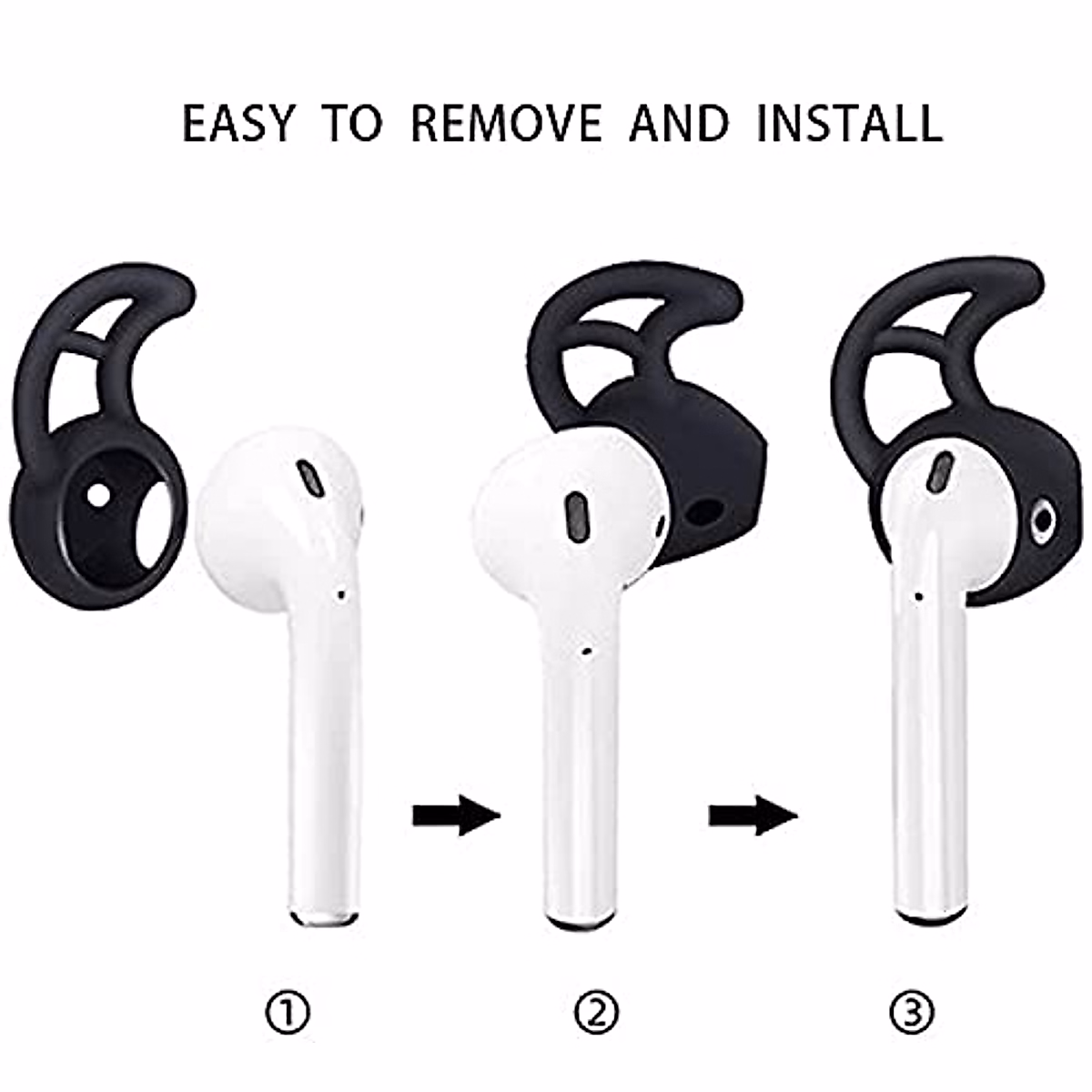 Loirtlluy 4 in 1 Anti-Lost Accessories for Airpods, Airpods Strap Magnetic Cord, Ear Hooks and Covers Compatible with Airpods 1 & 2, Airpods Watch Band Holder, Blac