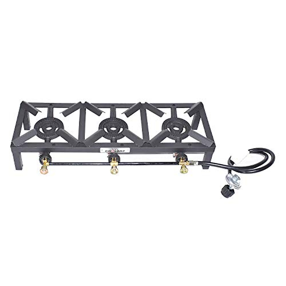 COOKAMP Triple Burner Angle Iron Camp Stove with CSA Listed Regulator and 4ft Hose [SA3200]
