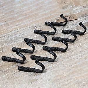 Rustic State Astor Wall Mount Cast Iron Hooks Coat Towel Bag Hat Hanger Multiuse Entryway Railroad Spike Rack Black Set of 10
