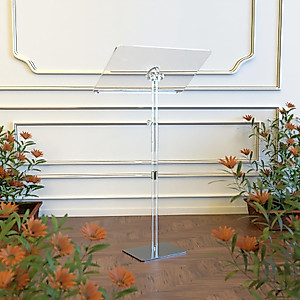 Ultra Clear Acrylic Pulpit Podium Stand | Modern Portable Pulpits for Churches Pastors Modern School Classroom Lecterns | Music Wedding Event Reception (Height Adjustable-24'X16')