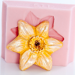 Daffodil Flower Silicone Mold Food Safe Fondant, Chocolate, Candy, Resin, Polymer Clay, Jewelry, Craft Mold. Flexible and easy to use.