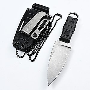 WILD TACTICAL Fixed Blade Survival Knife,Slivery Blade Full Tang w/Hardness Kydex Sheath, and Necklace easy Carry, Good for Camping Hiking Knife, Fishing Hunting edc MIN Knife