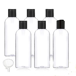 YICTEK 3.4 Oz Clear Empty Travel Bottles with Disc Cap 6 Pcs, 100ml TSA Transparent Plastic Travel Size Bottles and Refillable Travel Containers for Shampoo and Lotion