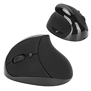 FOTABPYTI Rechargeable Wireless Mouse, Ergonomic Left Handed USB Rechargeable 2.4G Wireless Vertical Mouse 3 Adjustable DPI with USB Adapter for PC (Black)