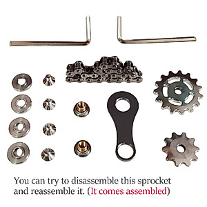 Bitopbi Sprocket Fidgets Chain Stainless Steel Fidget Cube Gears Linkage Bike Chain Novelty Fidget Block Kinetic Desk Toy Metal EDC Focus Meditation Break Bad Habits ADHD (Gunmetal)