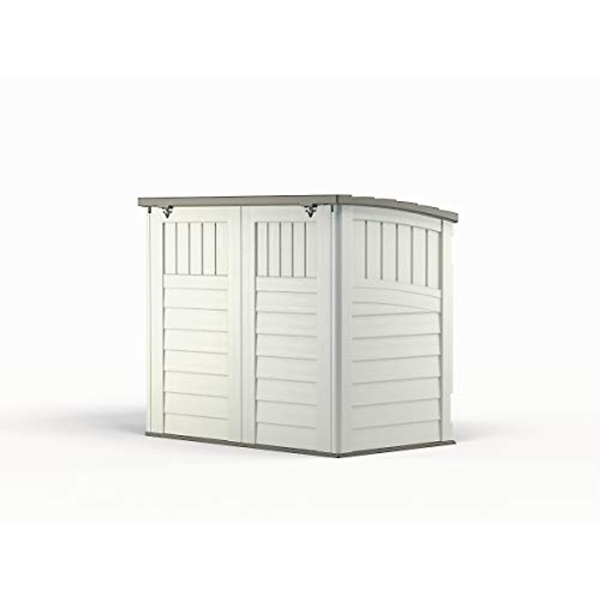 Suncast Horizontal Outdoor Storage Shed for Backyards and Patios 34 Cubic Feet Capacity for Garbage Cans, Tools and Garden Accessories, No Size, Vanilla