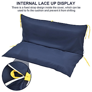 Three Seat Swing Replacement Cushions Only Cover, Anti-Slip Tie Rope Design Bench Cushions Cover for Outdoor Furniture, Zipper Easy to Change Porch Swing Cushions Cover (60"W x 40"D x 4"T, Khaki)