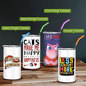 BetterSub 6 Pcs 15 oz Sublimation Tumblers Double Wall Insulated Stainless Steel Sublimation Blanks Tumblers White Sublimation Cups with Lid, Metal Straw, Brush, Display Box for Home, Travel