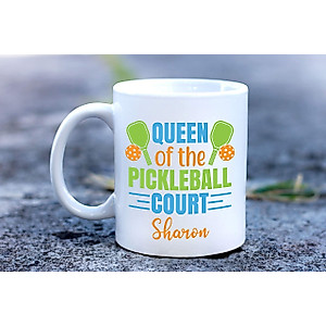 Personalized Queen of the Pickleball Court Mug | Pickleball Accessories | Gift For Grandma | Gifts For Her | Mothers Day Gift | Unique Mom Gift | Gift for Pickleball Player | Pickleball Player Mug