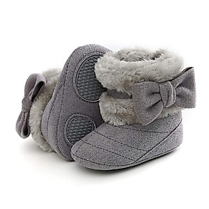 BABITINA Infant Boots Winter Baby Girl Shoes Soft Sole Anti-Slip Toddler Snow Warm Prewalker Newborn Boots(6-12 Months M US Infant,A-grey)