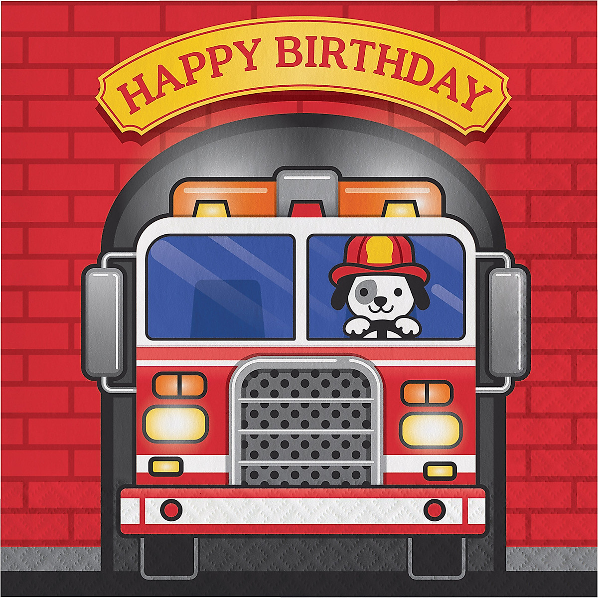 Flaming Firetruck Birthday Party Pack (Basic Bundle, 65 Pieces)