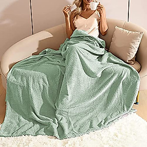 Devirld Fleece Blanket Soft Throw Blanket Fluffy Blankets Warm Plush Cozy Throws for Couch Sofa Bed, Mint Green, Throw(50"x60")