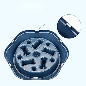 FUUIE Bowls for Food and Water Pet Dog Bowl Dog Slow Feeder Bowl Puppy Cat Slow Eating Dish Bowl Anti-Gulping Food Plate Feeding Dog Cat Food Bowl Pet Supplies (Color : Blue)