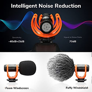 Camera Microphone, Shotgun Microphone Professional Super Cardioid Video Microphone with 10ft Extension Cable, Perfect for iPhone, Android Smartphones, Canon EOS, Nikon DSLR Cameras and Camcorders