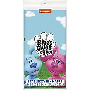 Vibrant Blue's Clues Multicolor Table Cover - 54" x 84" (1 Pc.) - Durable Rectangular Plastic Tablecloth - Perfect Kids Party Decor