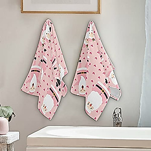 VIGTRO Christmas Pink Santa Hand Towels 2 Pack, Ultra Soft and Highly Absorbent, Cute Kriss Kringle Decorative Fingertip Towel for Home, Bathroom, Kitchen