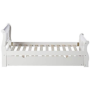 Donco Kids 325-TW_503-W Sleigh Bed withTrundle Bed, Twin/Twin, White