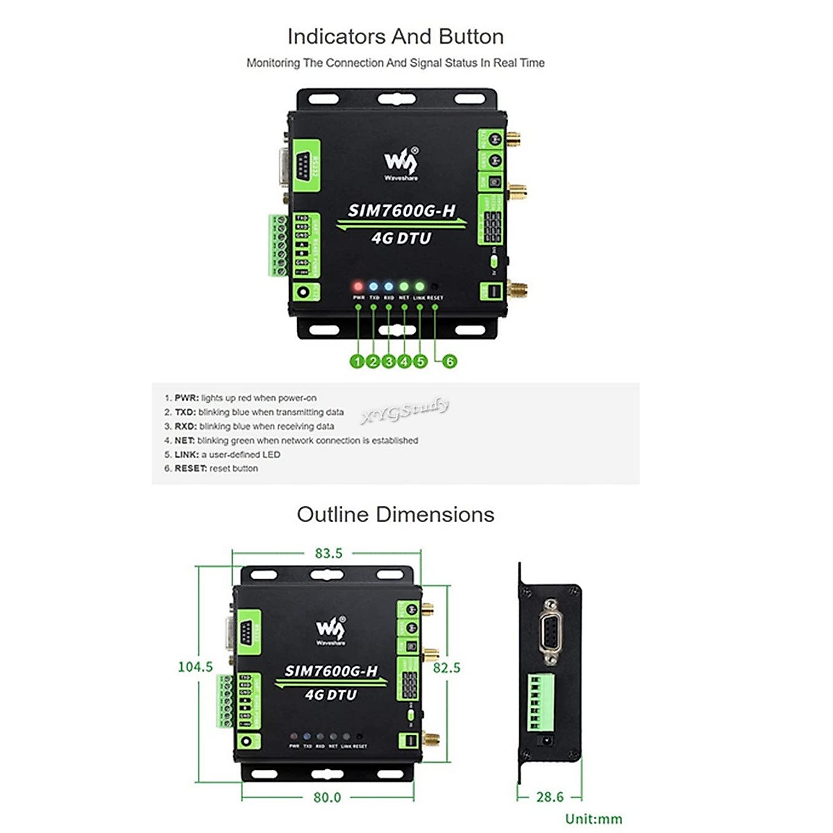Industrial Grade SIM7600G-H 4G DTU USB UART/RS232/RS485 Multi Interfaces Communication, LTE Global Band Support @XYGStudy