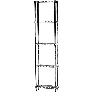 Shelving Inc. 8" d x 18" w x 96" h Chrome Wire Shelving with 5 Tier Shelves, Weight Capacity 800lbs Per Shelf