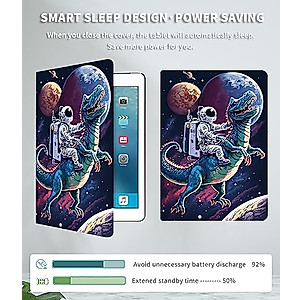 Case for Galaxy Tab S7 FE 5G/S8 Plus/S7 Plus 12.4" Tablet PU Leather Slim Lightweight Cover with Smart Auto Wake/Sleep Protective Case for Samsung Tab S7 FE 2021/S8+ 2022/S7+ 2020,Dinosaur Space-Man