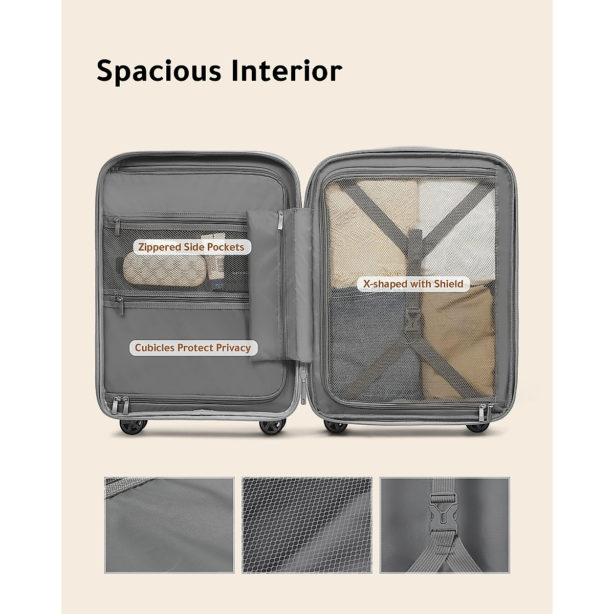 LUGGEX Carry on Luggage, Lightweight Suitcase 2 Piece with Spinner Wheels (Green, 14/20)