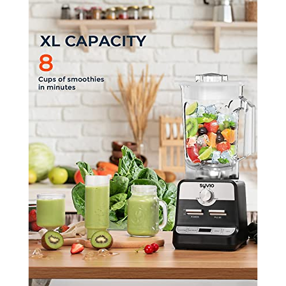 Syvio Blenders for Kitchen, Smoothie Blender 1450W with 4 Presets and 68 oz Tritan Container, Blender for Shakes and Smoothies, Crushing Ice, Frozen Fruits