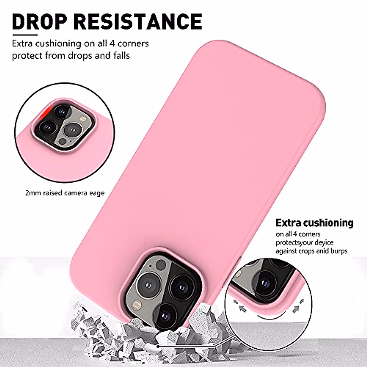 GW USA Compatible for Apple iPhone 13 Pro Max / 12 Pro Max Case with Built-in Screen Protector,Rugged PC Front Cover + Soft TPU Non-Slip Cover, Shockproof Full-Body Protective Case Cover - Pink