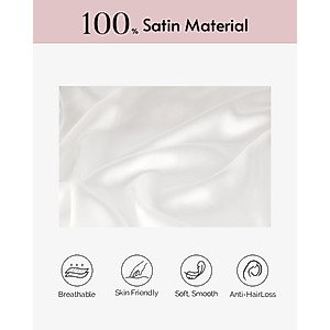 Yanideer Satin Pillowcase for Hair & Skin Travel Elastic Band Cooling Satin Pillowcases - Satin Pillow Case Cover Pillow Cases Standard Size Queen, White