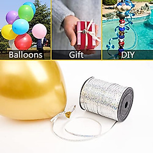 PartyWoo Silver Ribbon, 500 Yard Curling Ribbon for Crafts, Iridescent Crimped Ribbon, Shiny Metallic Ribbon for Gift Wrapping, Ribbon for Balloons String, Hair, Florist Flower (1 Roll)