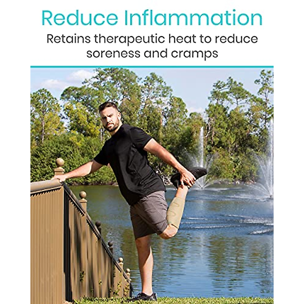 Vive Calf Brace - Adjustable Shin Splint Support - Lower Leg Compression Wrap Increases Circulation, Reduces Muscle Swelling - Calf Sleeve for Men and Women - Pain Relief (Beige)