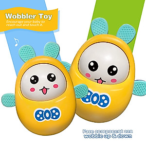 Serdios Musical Wobbler Toy,Roly-Poly Tumbler Toy,Tummy Time Toy,Sensory Toy for Baby 3-12 Months,Yellow