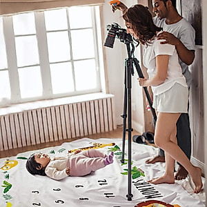 Baby Monthly Milestone Blanket Boy - Jungle Animals Neutral Newborn Month Blanket for Boy & Girl Personalized Shower Gift Safari Nursery Decor Photography Background Prop with Frame Large 51''x40''