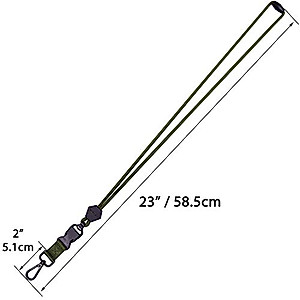 Wisdompro 2 Pack of 23 inch Durable Round Cord Heavy Duty Lanyard with Safety Breakaway Buckle, Detachable Buckle and Metal Hook for ID Card Badge Holder and Keys - Black and Army Green