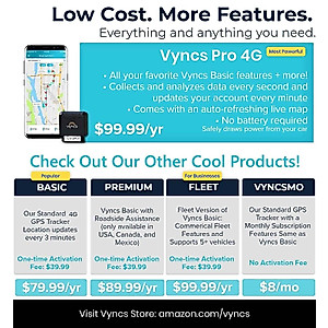 VyncsPro 4G No Monthly Fee 60 Seconds GPS, Live Map, Trip Replay, OBD GPS Tracker for Cars, Real Time GPS, 1 Year Data SIM, Teen Driving Alert Car Health Recall Fuel Report Activation Fee Reqd