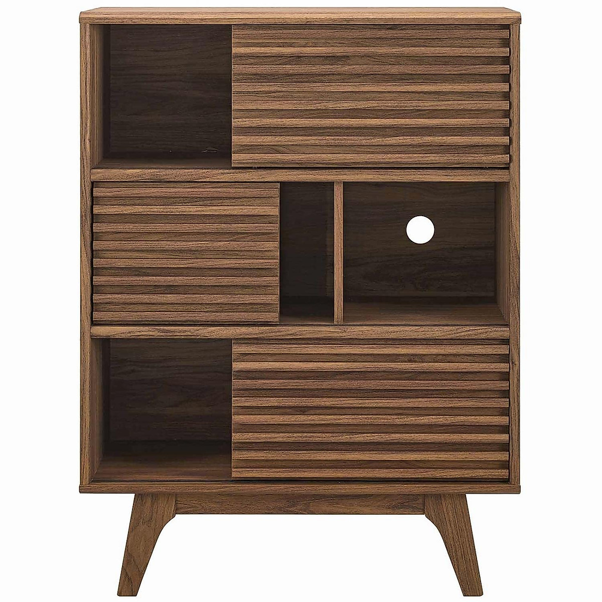 Modway Render Three-Tier Display Storage Cabinet Stand, Walnut