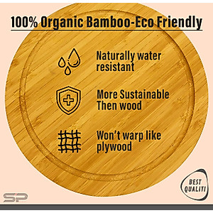 Cheese Board with Cheese Tools Round Cutlery Set Bamboo Charcuterie Board Set With 4 Knives Comes with Slide Out Drawer Platter Serving Tray Durable Best Gift for Wedding Birthday Housewarming (20)