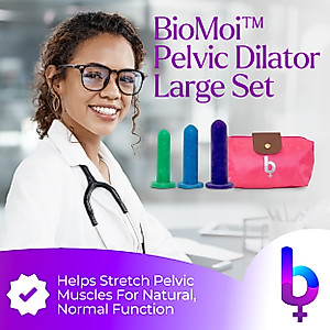 BioMoi Silicone Pelvic Dilator Kit | Pelvic Equipment for Stretching | Comfortable Pelvic Floor Muscle Trainer | BioCote Protected | with Bag | Large Set | (Pack of 3)