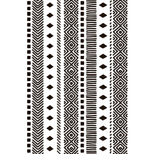 UBTKEY Living Room Area Rug 5x7, Ultra-Thin Non Slip Washable Farmhouse Rugs for Bedroom, Geometric Abstract Boho Area Rugs Large Floor Carpet for Home Office Decor (White/Black, 5' x 7')