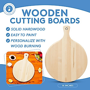 Wooden Cutting Board 16 inch, Pack of 1 Charcuterie Board, Large Round Wooden Cutting Board with Handle, Home Decor, by Woodpeckers
