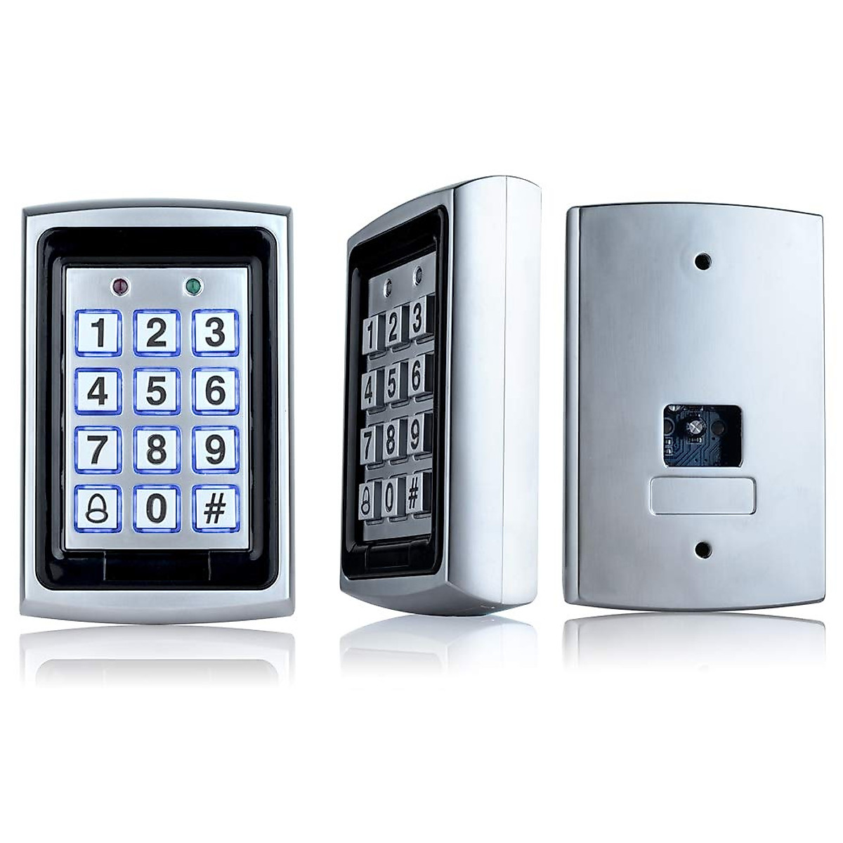 HFeng Door Access Control System Kit 125KHz RFID Keypad Metal Case + DC12V 3A Power Supply Controller + Door Exit Button + 10pcs Keyfobs (Without Lock)