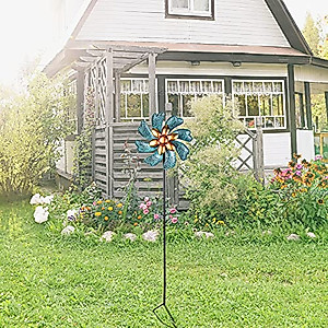 MUMTOP Wind Spinner 45" Wind Sculptures for Patio Lawn and Garden Let You Feel Different Visual Effects and Relax Your Mood Gift(Cyan)