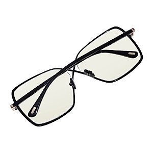 Tom Ford Eyeglasses FT 5841 -B 001 Shiny Black, t Logo/Blue Block Lenses